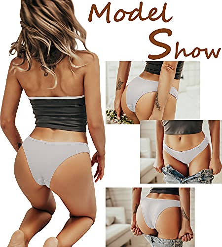 FINETOO 10 Pack Womens Cotton Underwear Sexy Stretch Bikini Panties Low Rise Hipster Ladies Soft V-Waist Cheeky S-XL