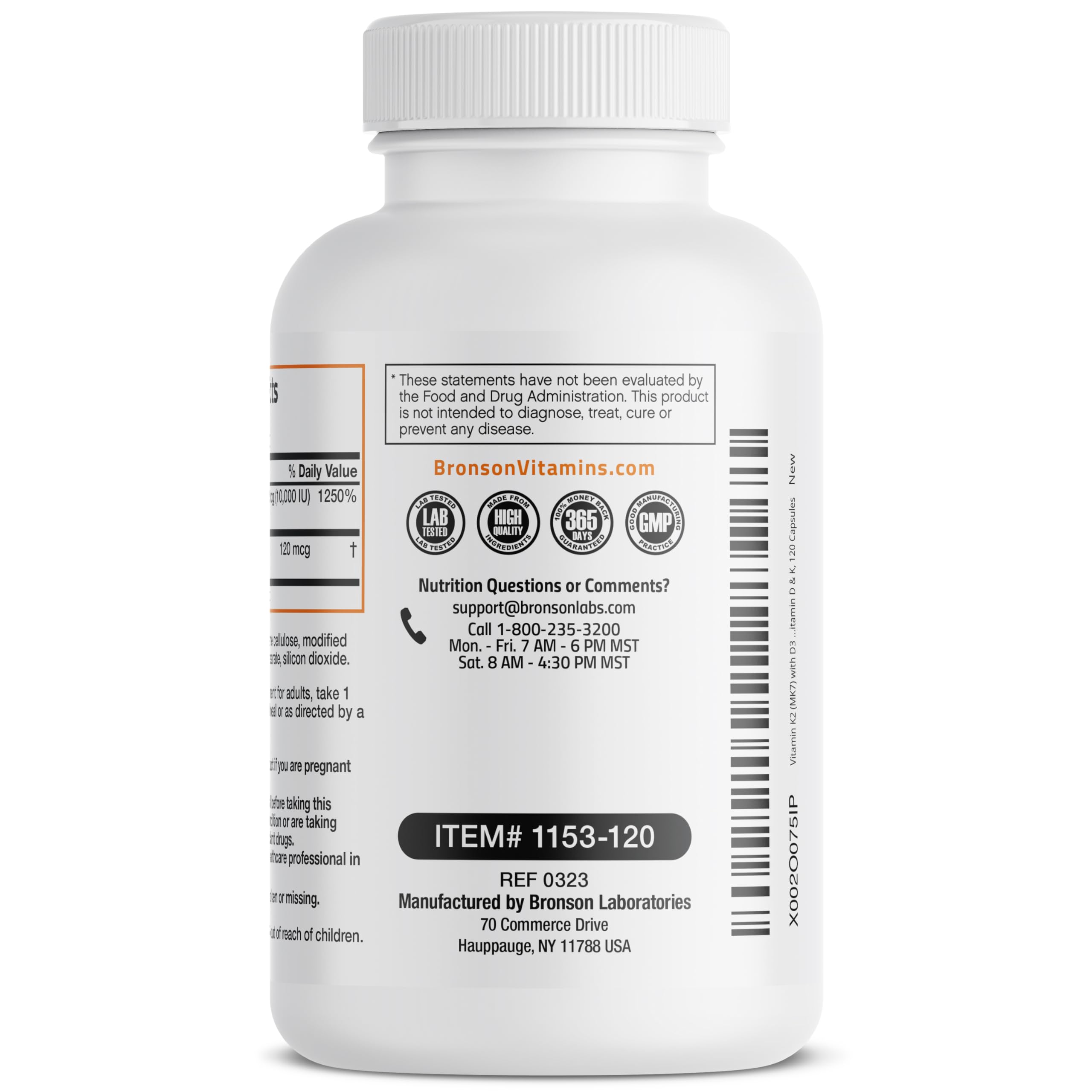 Bronson Vitamin K2 (MK7) with D3 Extra Strength Supplement Bone and Heart Health Non-GMO Formula 10,000 IU Vitamin D3 & 120 mcg Vitamin K2 MK-7 Easy to Swallow Vitamin D & K, 120 Capsules