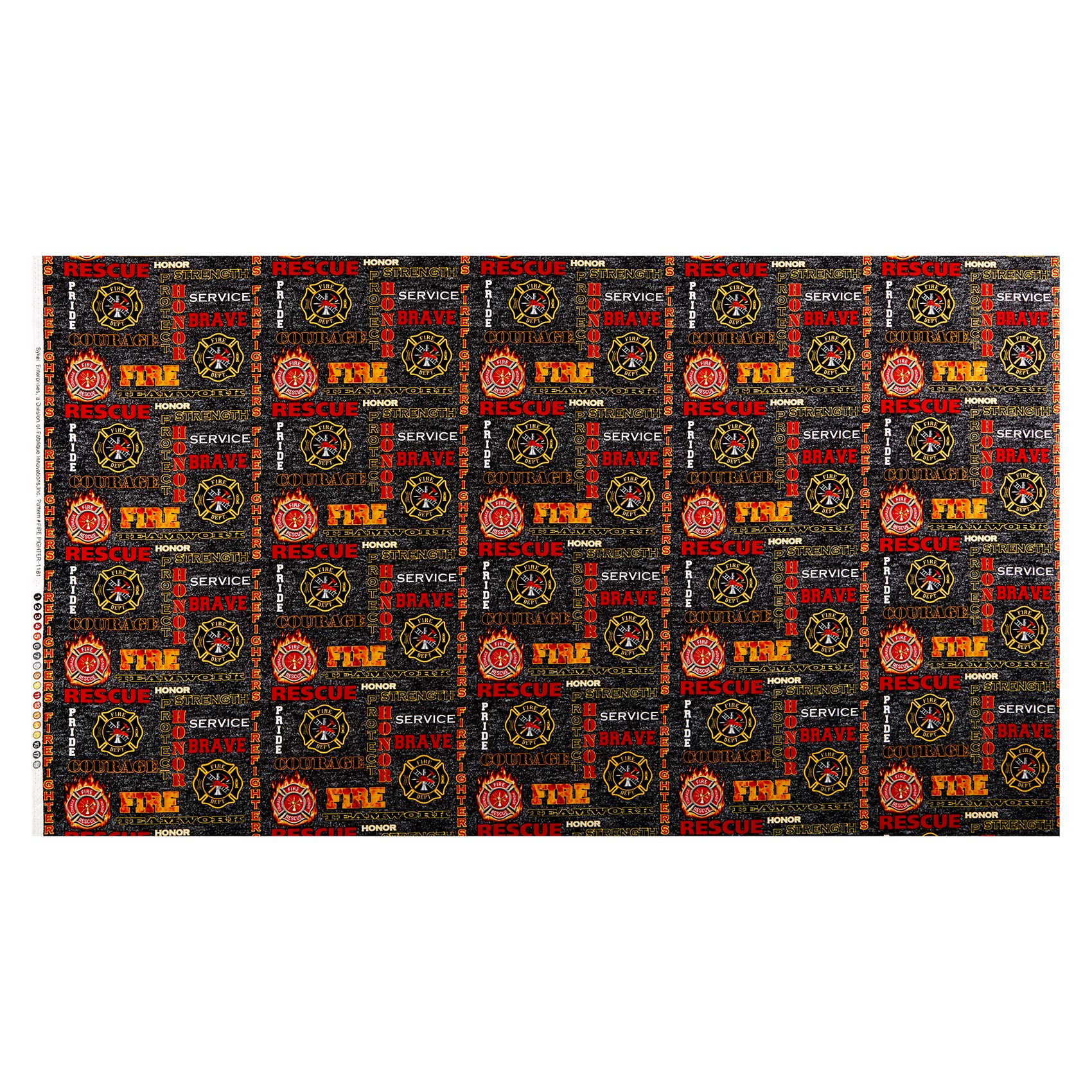FireFighters Black Heather Print Logo, Fabric by the Yard