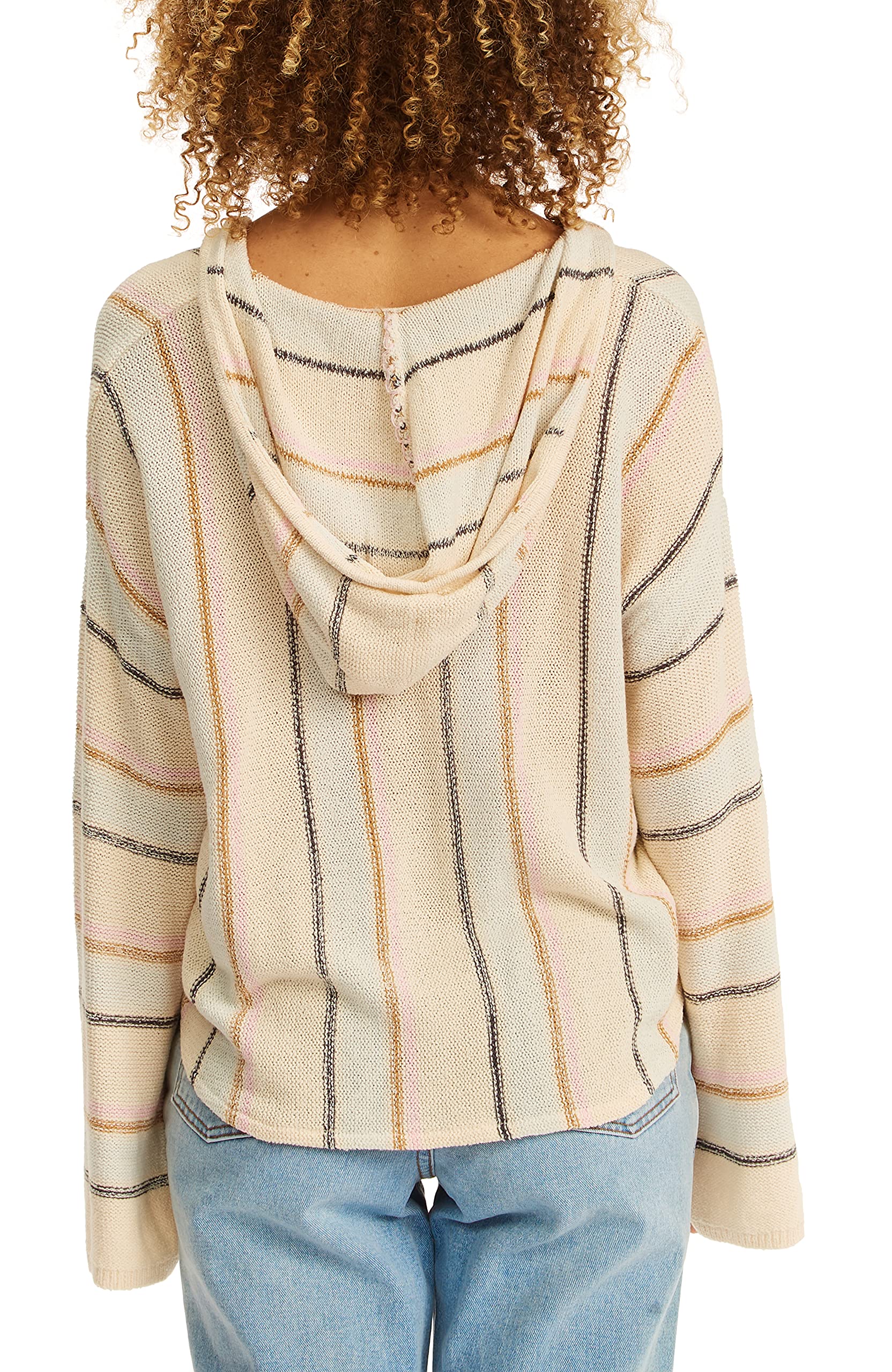 Billabong Women's Bonfire Hooded Baja Pullover Sweater, Whitecap, Large