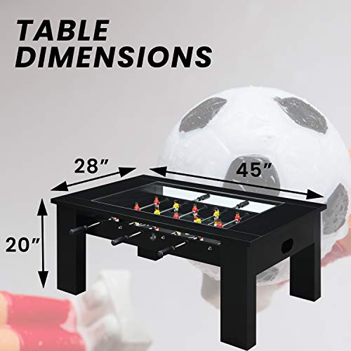 Hanover Foosball Coffee Table with Telescopic Rods and Counterbalanced Players, Black