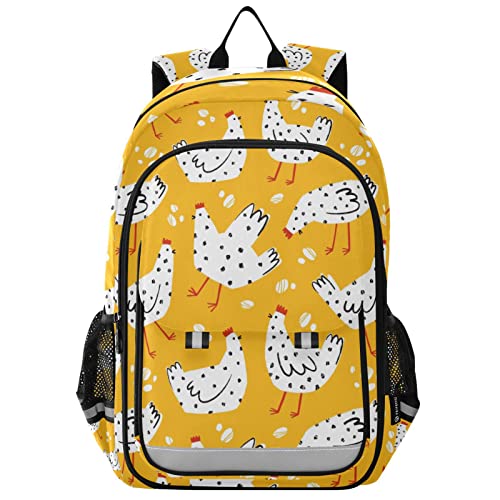 Glaphy Farm Animals Cute Hens Backpack School Bag Lightweight Laptop Backpack Student Travel Daypack with Reflective Stripes