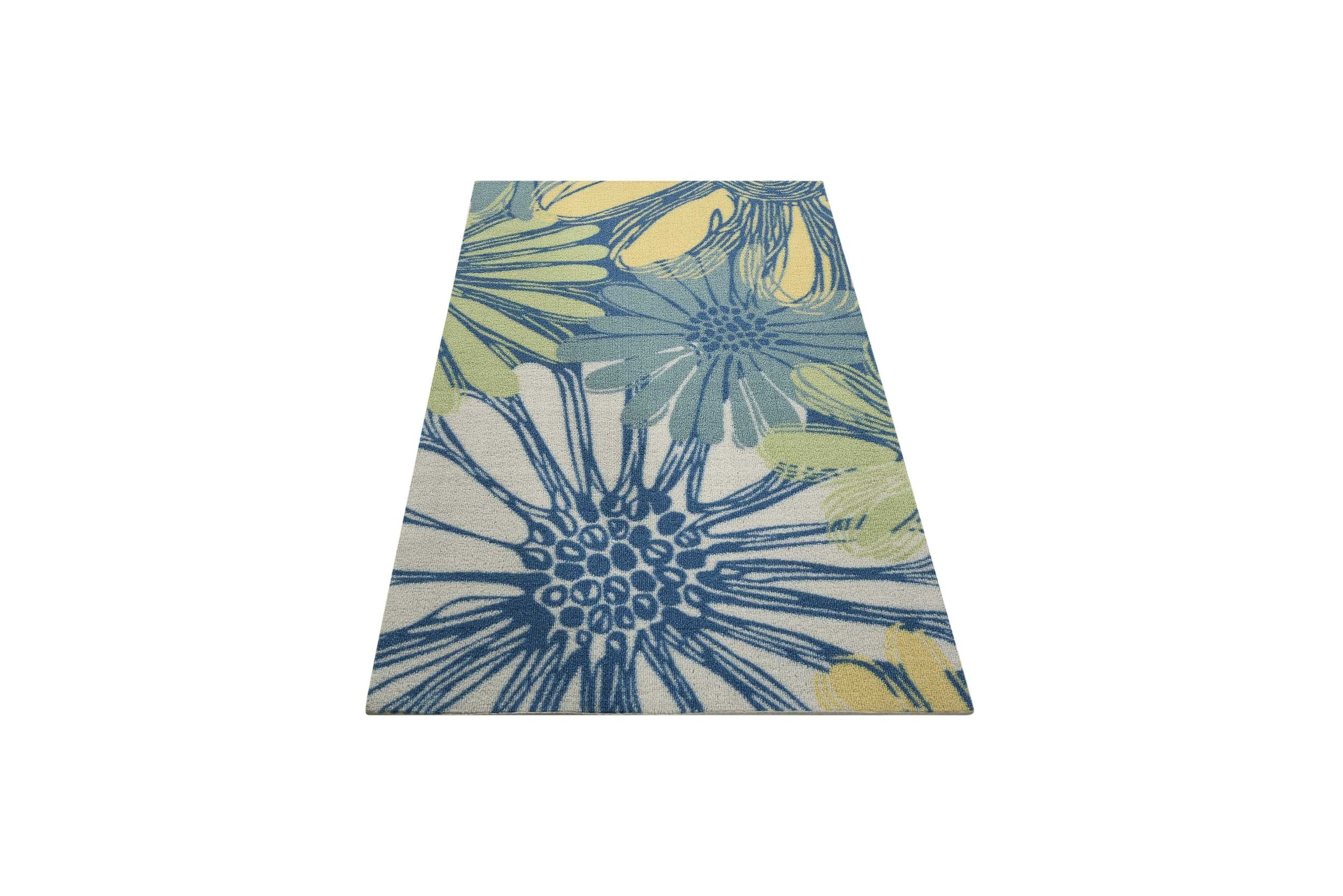 Nourison Home & Garden Indoor/Outdoor Blue 2'3" x 3'9" Area -Rug, Easy -Cleaning, Non Shedding, Bed Room, Living Room, Dining Room, Kitchen (2x4)
