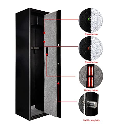 Biometric Fingerprint Gun Safe for Rifle, Upgraded Quick Access Large Rifle Gun Security Cabinet for 5-6 Rifle Shotgun Firearms with/without Scopes with Pistol Lock Box