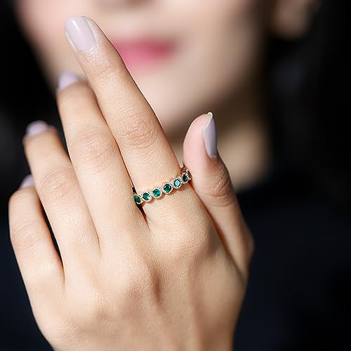 Certified Lab Grown Emerald Full Eternity Band, AAAA Quality, Emerald Wedding Ring for Women- Ready to Gift, 14K Rose Gold, Size:US 7.50