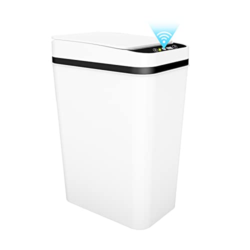 jinligogo 2Pack Bathroom Small Trash Can with Lid Touchless Automatic Garbage Can, 2.2 Gallon Slim Waterproof Motion Sensor Smart Trash Bin for Bedroom, Office, Living Room (Grey)