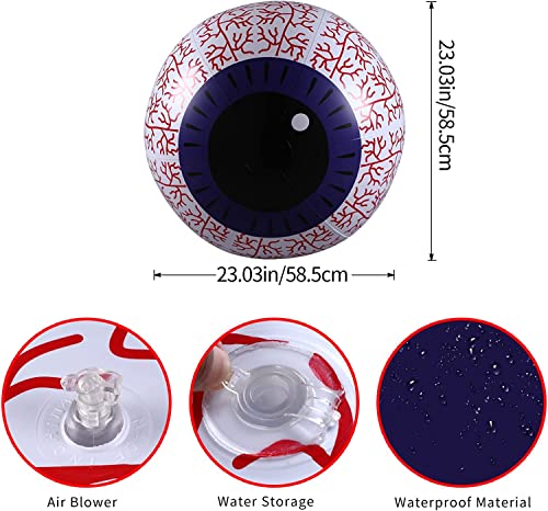 Halloween Decorations 24 inch Halloween Inflatable Ghost Eyeball with Built-in Battery Powered RGB LED Light Suitable for Indoor Outdoor Yard Party Halloween Decor with Remote Controller