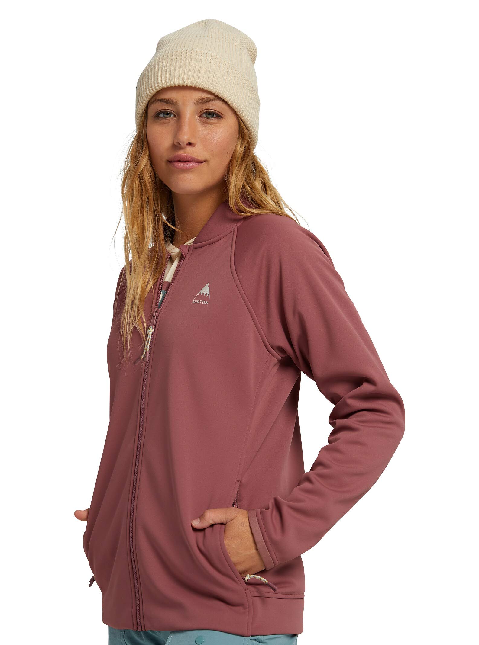Burton Womens Crown Weatherproof Track Jacket, Rose Brown, Large