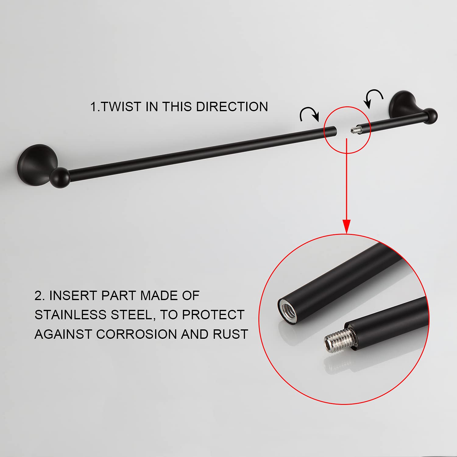 BGL Bathroom Hardware Set, Oil-Rubbed Bronze Adjustable Expandable Towel Bar 4-Piece ORB Bathroom Accessory Set Wall Mounted Robe Hook Toilet Paper Holder Towel Ring Towel Bar