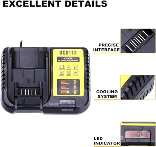 DCB112 Replacement Battery Charger for 20V Charger DCB101 DCB105 DCB115 DCB107,Compatible with 12V&20V/60V MAX Lithium-Ion Batteries DCB206 DCB204 DCB230 DCB240 DCB120 DCB126 DCB612 DCB609 DCB606