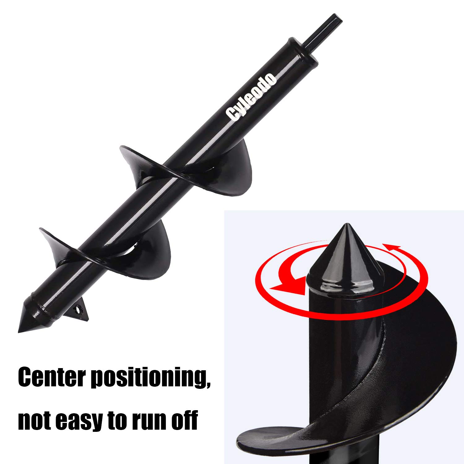Cyleodo Garden Auger Spiral Drill Bits,4X12” Post Hole Diggers Auger Drill Bit Drill Auger Attachment with Non-Slip 3/8” Hex Drive Drill
