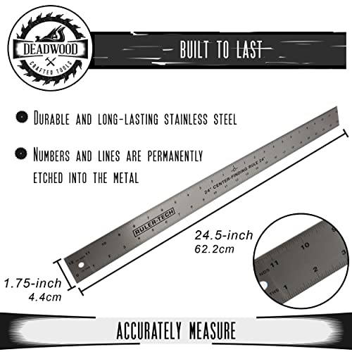 DCT Centering Ruler, 24in β Center Finding Measurer for Woodworking Rotary, Crafting, Embroidery, Guitar Luthier