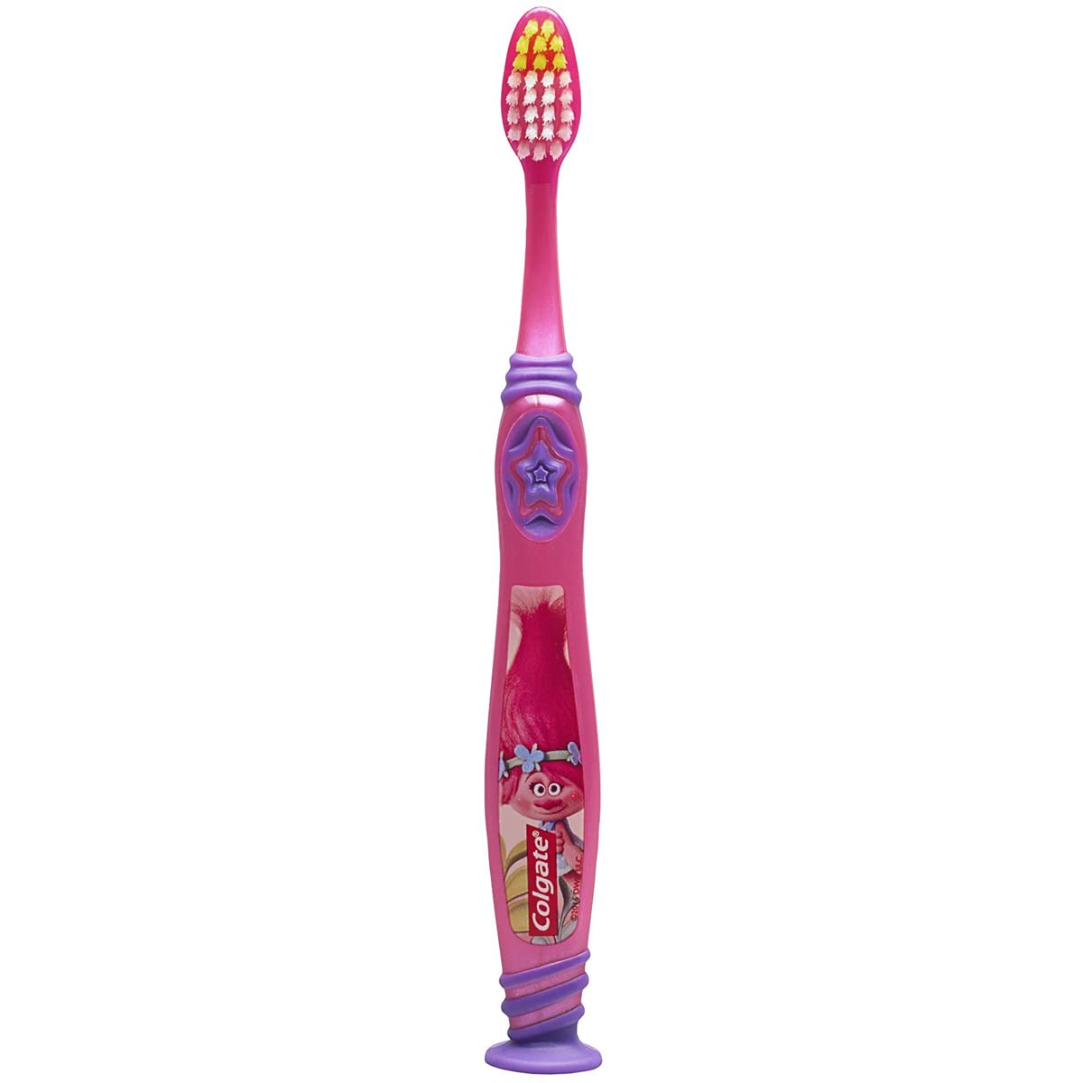 Colgate Kids Trolls Toothbrush with Suction Cup, Children Ages 5+ Extra Soft (Colors Vary) - Pack of 2