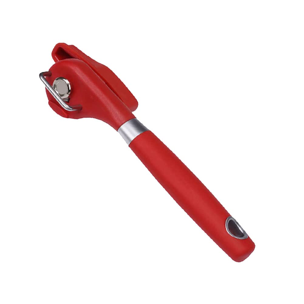 Cylovinho Safe Cut Manual Can Opener, Smooth Edge Can Opener - Can Opener Handheld With Soft Grips, Ergonomic Smooth Edge, Food Grade Stainless Steel Cutting Can Opener for Kitchen & Restaurant (Red)