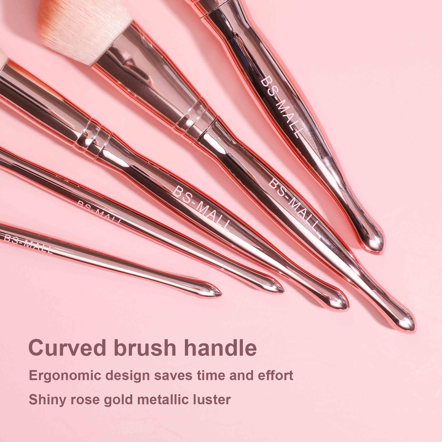 BS-MALL Makeup Brush Set 12 Pcs Premium Synthetic Foundation Powder Concealers Eye shadows Blush Makeup Brushes Lip Cosmetic Brushes( Rose)