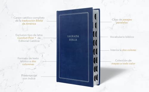 Biblia Católica, Tapa dura, Azul, Tamaño personal con uñero (Spanish Edition)