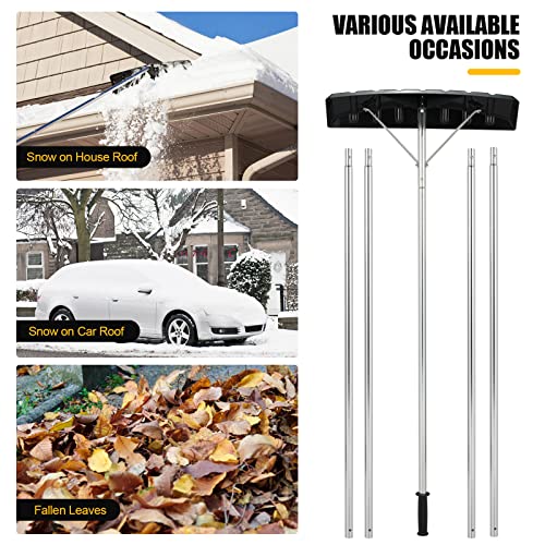 Goplus Snow Roof Rake, Extendable 4.8-20FT Snow Shovel for Snow Removal w/ Aluminum Frame & Anti-Slip Handle, Ideal for Roof Car, 25-Inch Blade
