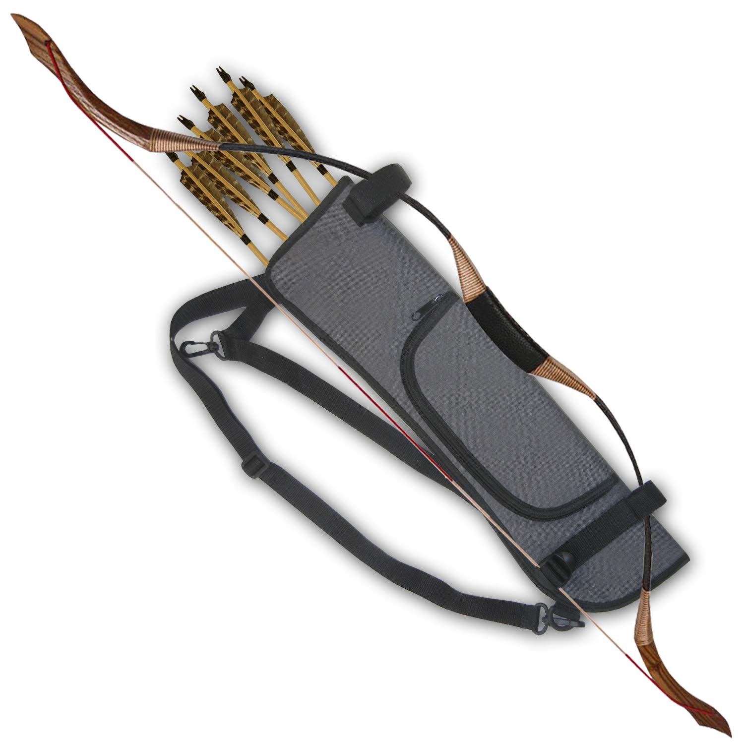 CAROL Archery Side/Back Bow Holder Arrow Quiver with Zipper Pocket 151115GRAY