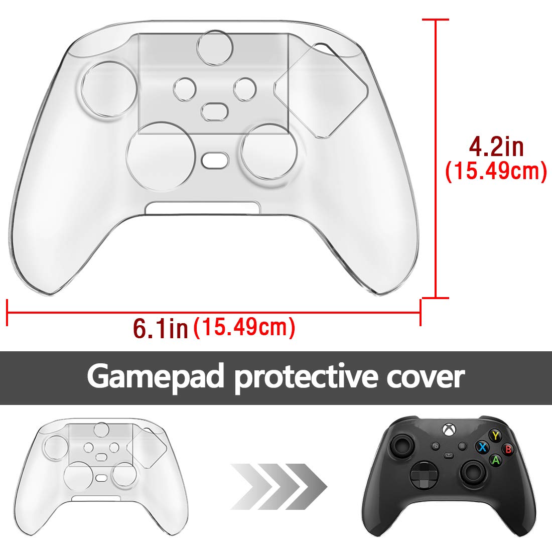 Hard Protective Case for Xbox Series S Controller, Xbox Console Transparent Skin Housing Clear Crystal Case, Controller Protective Cover Handle Shell, for Xbox Series X / S Controller