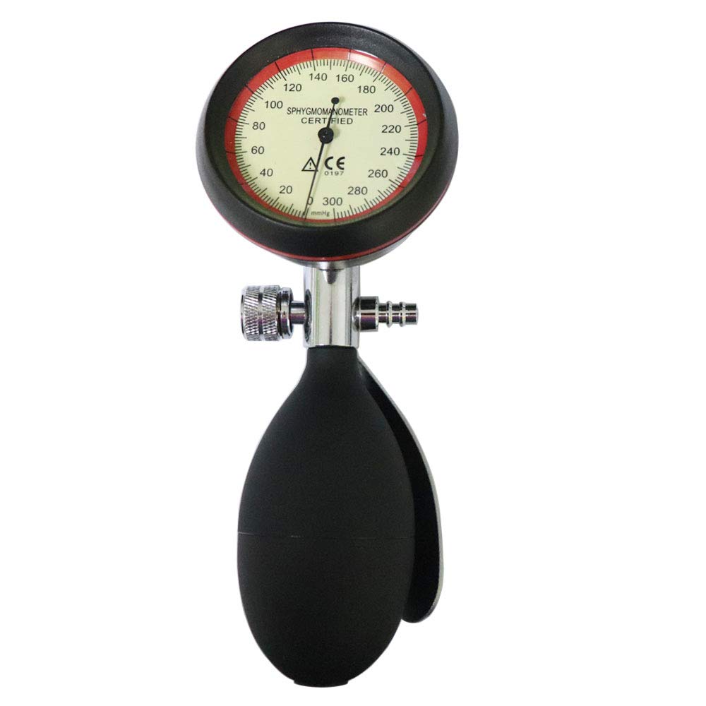 Hand-held Aneroid Sphygmomanometer with Pressure Inflation Bulb. Guage Range: 0-300mmHg