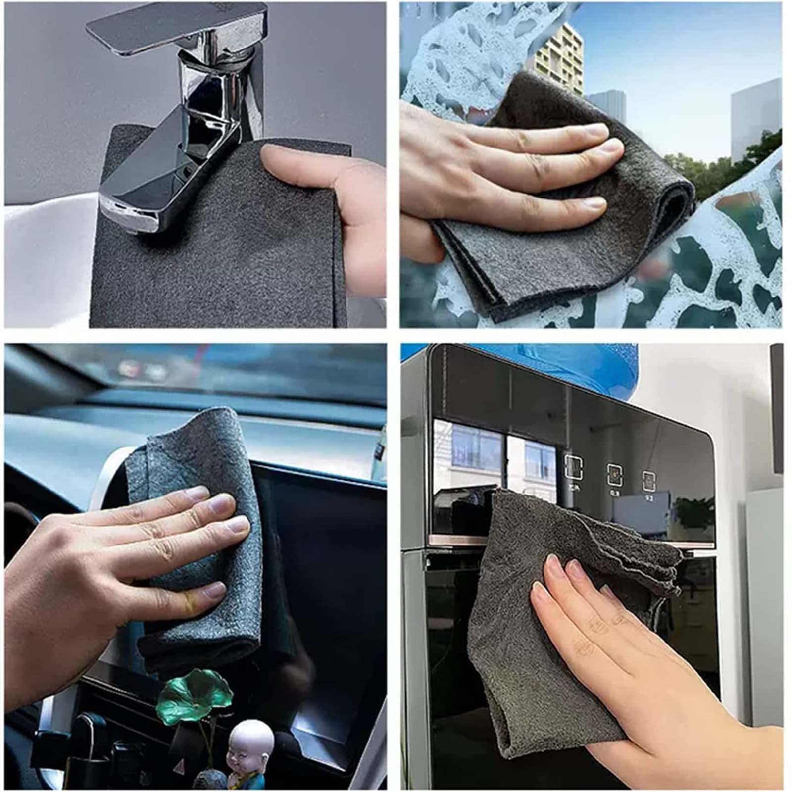 DASHENRAN Thickened Magic Cleaning Cloth, Microfiber Glass Cleaning Cloths, All-Purpose Microfiber Towels, Streak Free Reusable Microfiber Cleaning Rag for Windows,Glass,Car(Black 5Pcs)