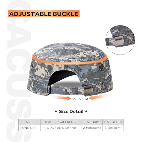 CACUSS Men's Cotton Army Cap Cadet Hat Trucker Dad Hat Military Flat Top Adjustable Classic Baseball Cap