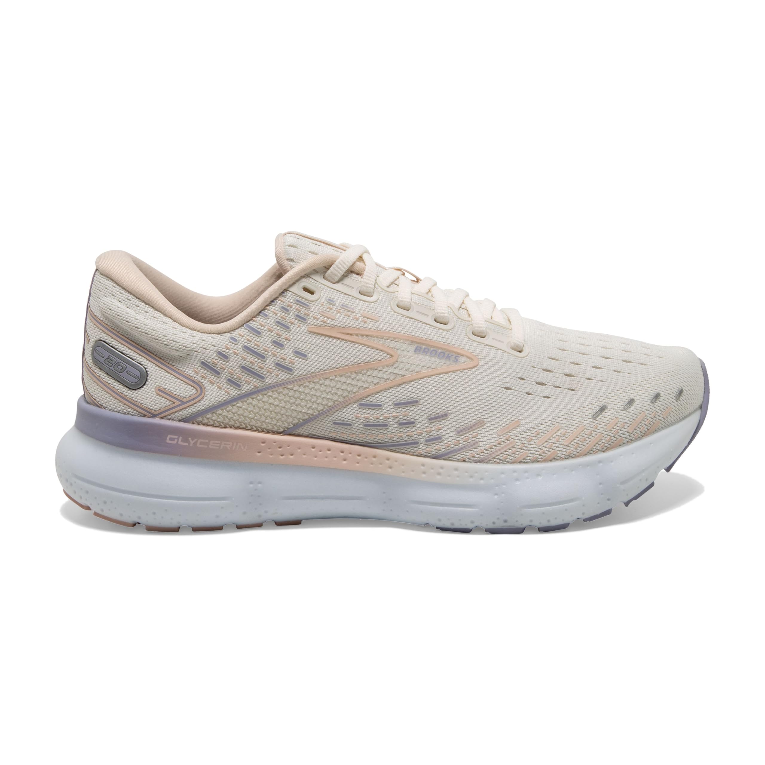 Brooks Women's Glycerin 20 Neutral Running Shoe - Snow White/Blush/Cosmic Sky - 9 Medium
