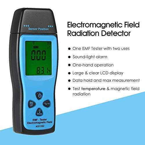 EMF Meter,Handheld Electromagnetic Field Tester, Radiation Meter, 0~2000mG/0~200μT, 0.1μT Resolution, 30Hz~300Hz, for Home Appliances, Power Lines and Industrial Equipments