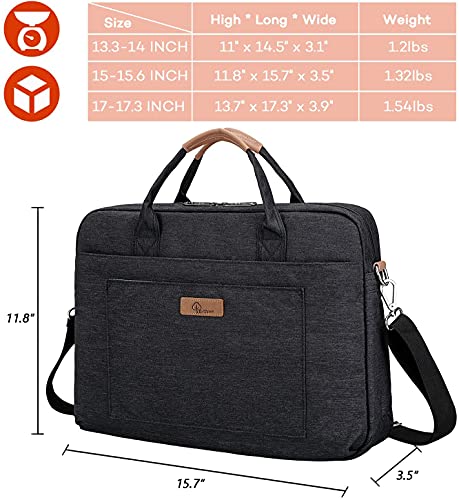E-Tree Laptop Bag, 15.6 inch Shockproof Padded Laptop Case Briefcase Computer Bag Messenger Bag Work Bag 15 inch for Men Women Black