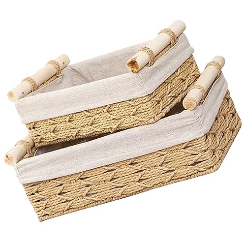 Cabilock 2pcs Pastoral Style Rope Storage Basket Storage for Desk Basket for Storage Paper Rope Basket Handcrafted Basket Decor Toy Storage Bins Woven Storage Basket Woven Basket