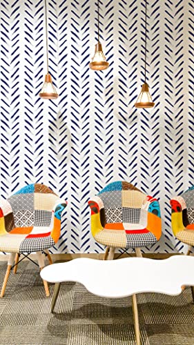 FuLWth Blue/White Stripes Peel and Stick Wallpaper Modern Geometric Contact Paper 17.7in x 78in Removable Stripe Decorative Wall Paper Self Adhesive Wallpaper for Cabinets Home Decoration