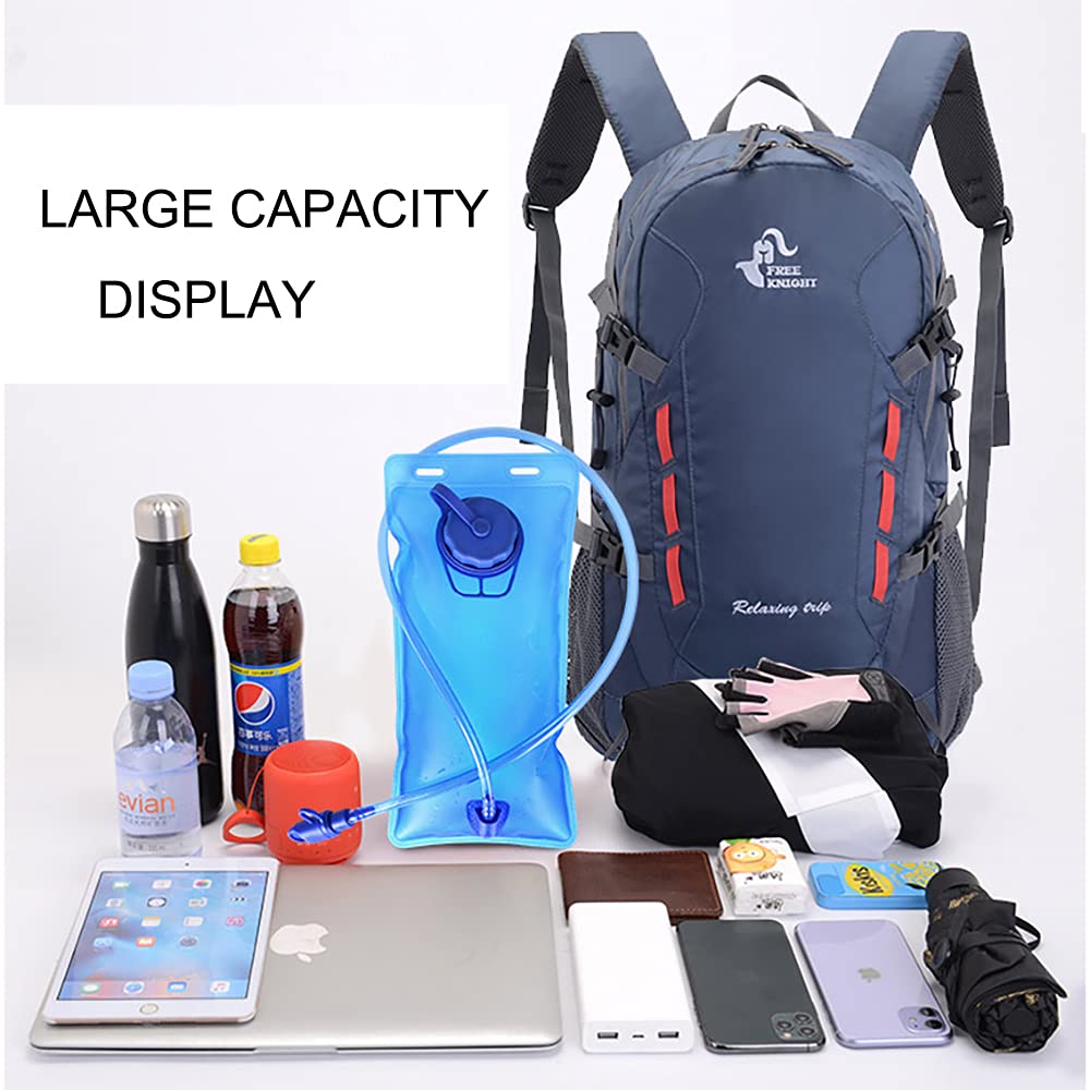 Bseash 40L Waterproof Hiking Camping Backpack,Outdoor Sport Lightweight Daypack Travel Bag for Mountaineering Skiing Climbing Cycling (Navy Blue)