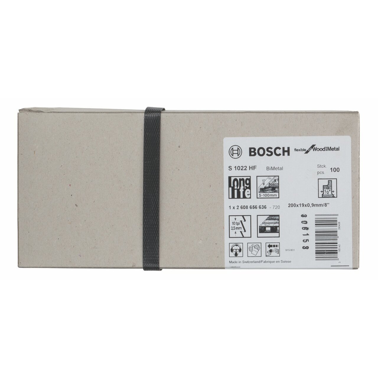 Bosch Professional 100 pieces Sabre Saw Blade S 1022 HF Flexible for Wood and Metal (Length 200 mm, sabre saw accessories)