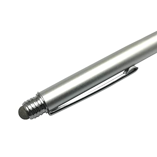 BoxWave Stylus Pen Compatible with Acer ConceptD 7 Ezel CC715-71-7163 (15.6 in) - DualTip Capacitive Stylus, Fiber Tip Disc Tip Capacitive Stylus Pen - Metallic Silver