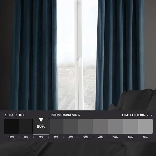 HPD Half Price Drapes Heritage Plush Velvet Curtains 96 Inches Long Room Darkening Curtains for Bedroom & Living Room 50W x 96L, (1 Panel), Avalon Blue