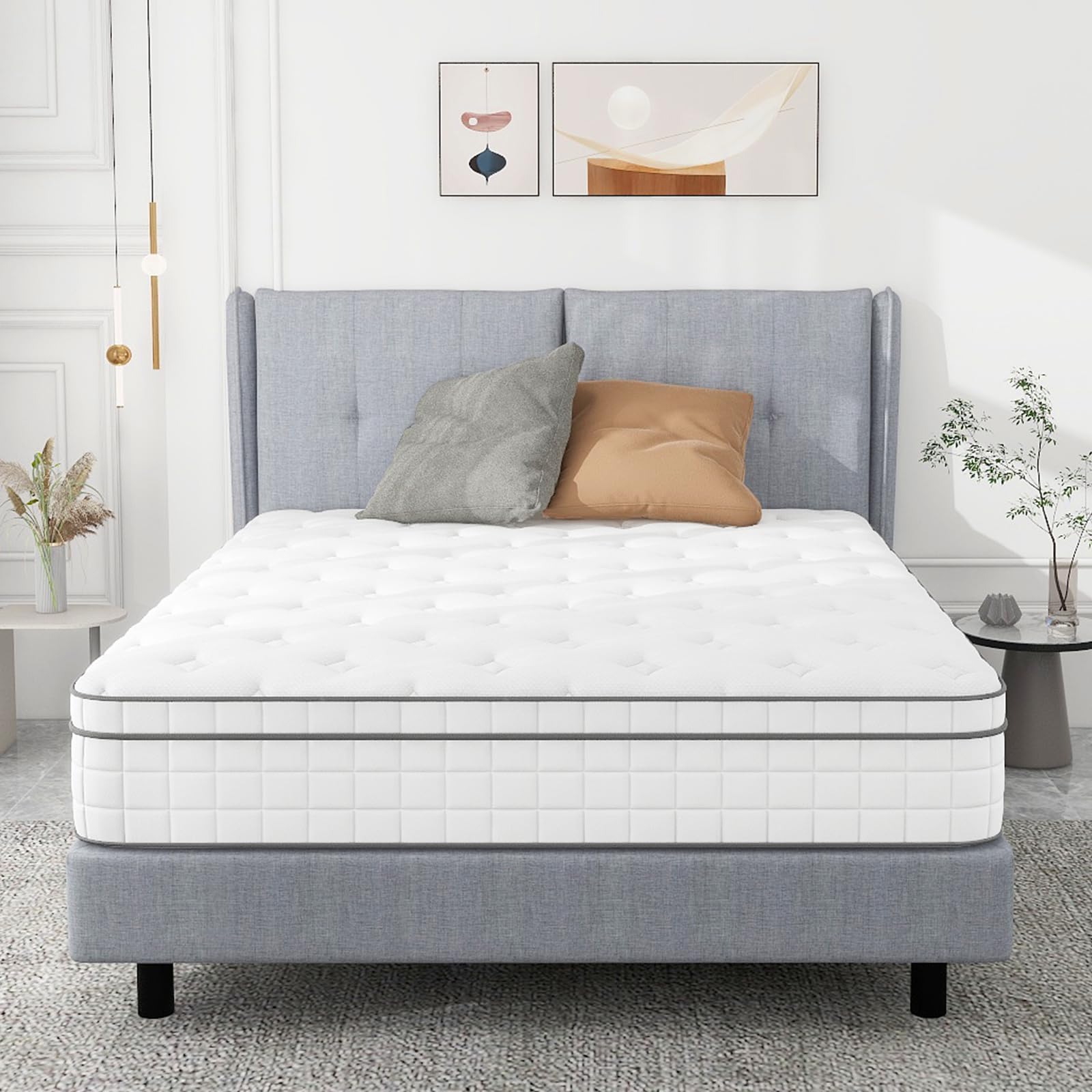 Gegcucey Twin Mattress, Innerspring Mattress with Breathable Foam and Pocket Spring for Motion Isolation, Medium Firm Hybrid Mattress in a Box (10 Inch, Twin)