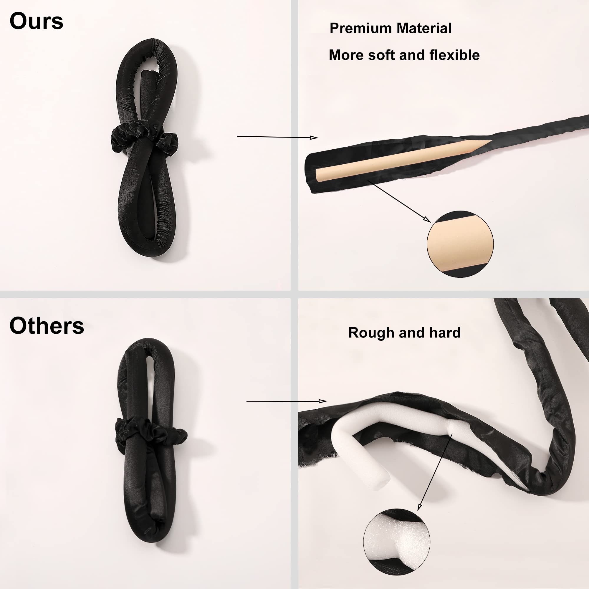 Heatless Curler Curling Rod Headband Overnight Curls Waves Satin Jumbo Large Big No Heat Hair Roller for Women