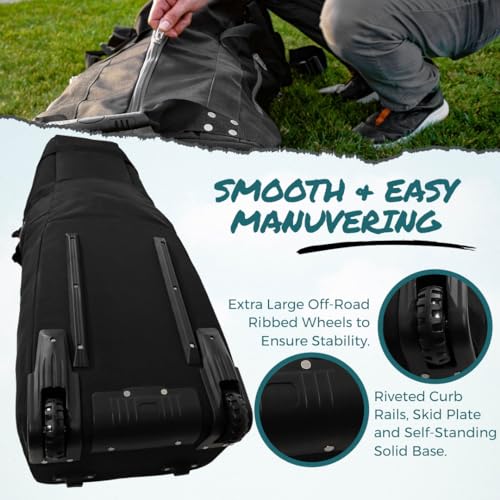CaddyDaddy New First Class Premium Padded Golf Club Travel Cover with Wheels - Heavy Duty Golf Travel Bag for Airlines (Black), Black, L