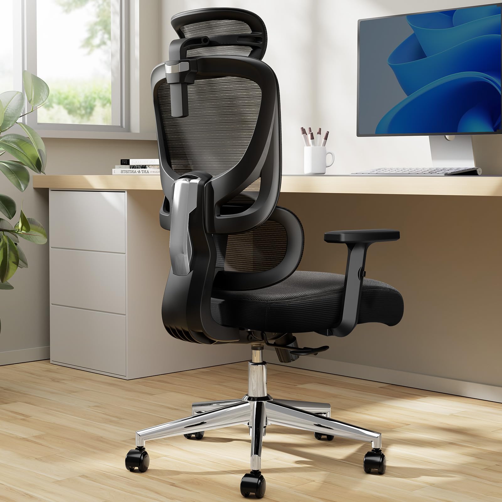 Ergonomic Office Chair Desk Chair: Marsail High Back Mesh Office Chair with Adjustable Lumbar Support and Adjustable 2D Headrest, Ergonomic Gaming Chair for Home Office