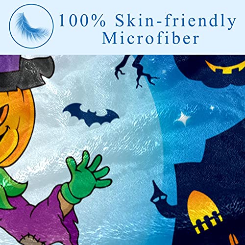Halloween Pumpikin Elk Bat Prints Soft Warm Cozy Blanket Throw for Bed Couch Sofa Picnic Camping Beach, 150×100cm
