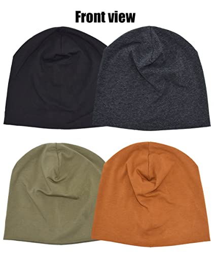 Cotton Beanie Hats Summer Lightweight Skull Caps Soft Slouchy Cap Sleep Sleeping Light Cancer Chemo Cap Helmet Liner (Multicolors-1)