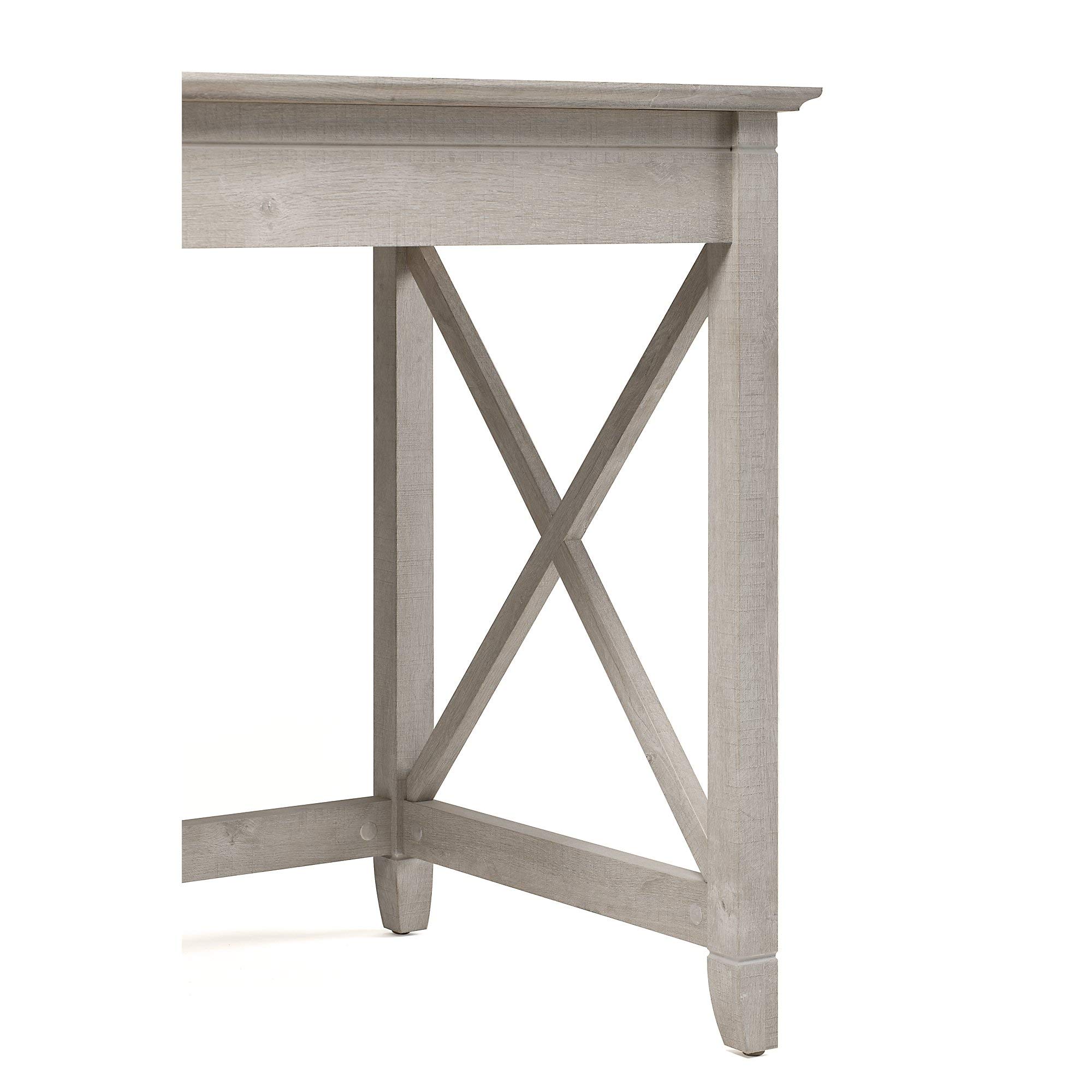 Bush Furniture Key West 60W L Shaped Desk with Desktop Organizers in Washed Gray