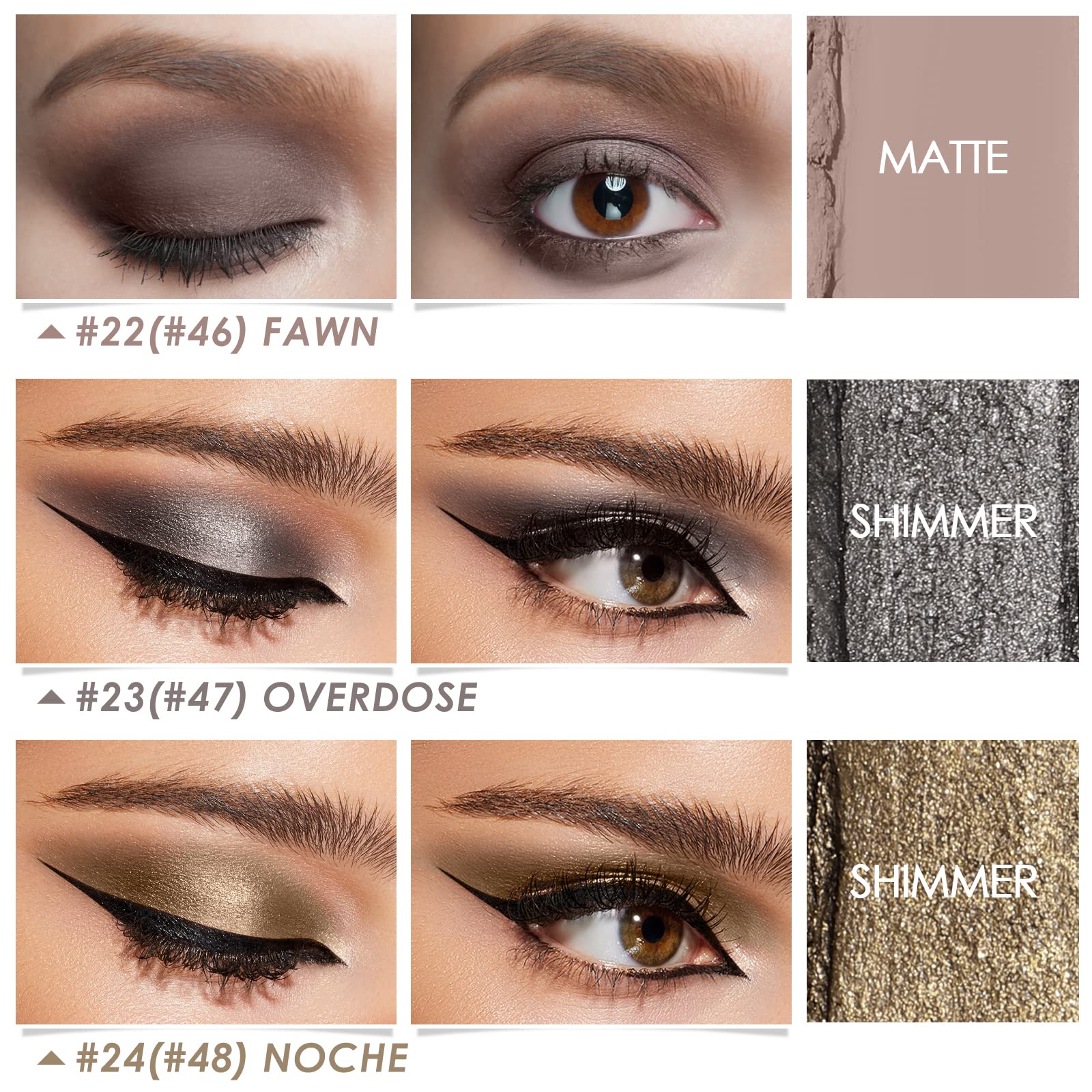 FOCALLURE 3PCS Cream Eyeshadow Stick Sets, Light to Dark, Matte and Shimmer Eye Brightener Pencil,Long Lasting Eye Shadow Highlighter Makeup,Smoky Star
