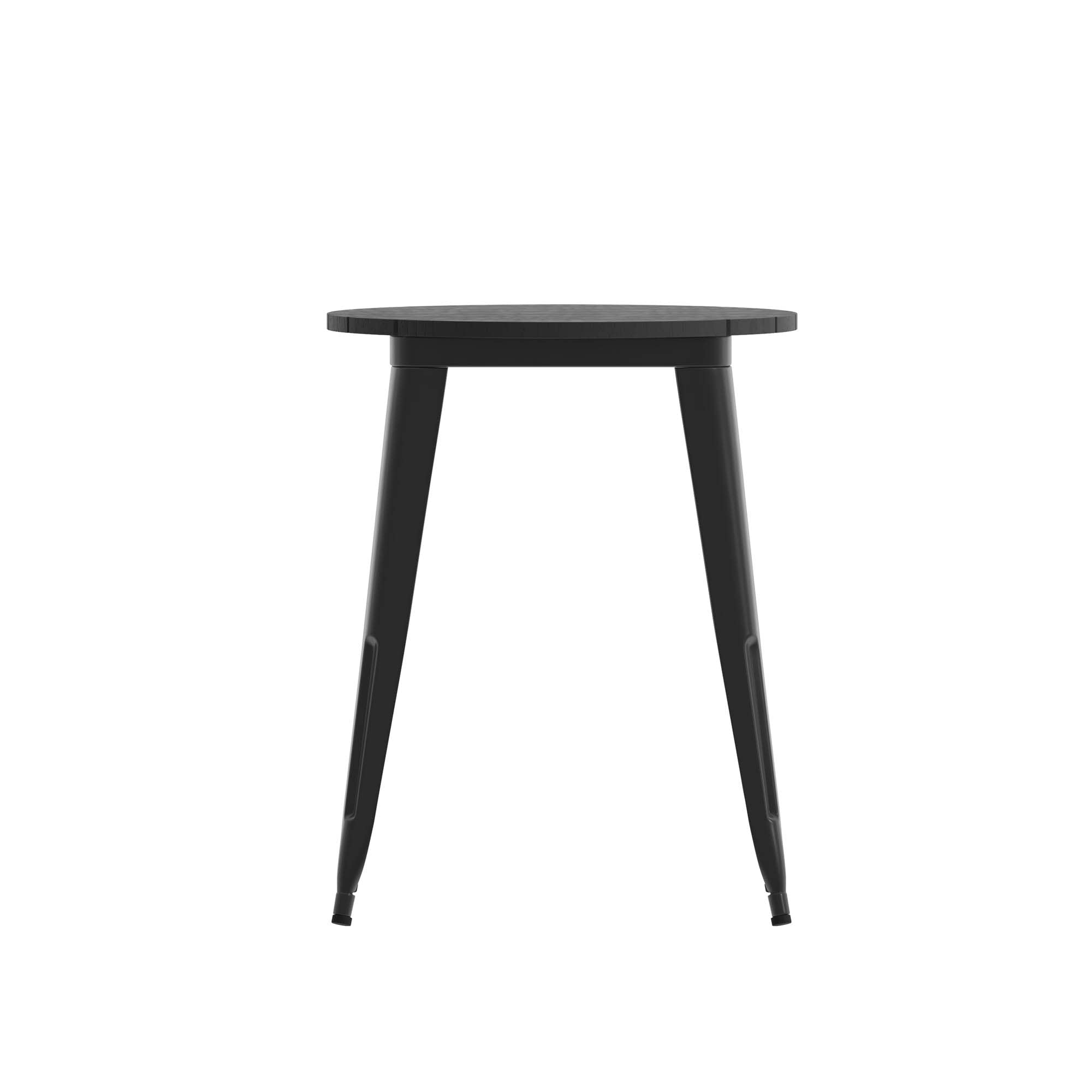 Flash Furniture Declan Commercial Outdoor Dining Table, All Weather Poly Resin Top with Steel Base, 23.75" Round, Black/Black