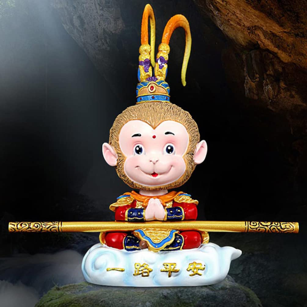 Car Shaking Head Doll Toy: Monkey Figurine Sun Wukong Statue Chinese Mythology Figure Collection for Home Office Table Dashboard Decoration