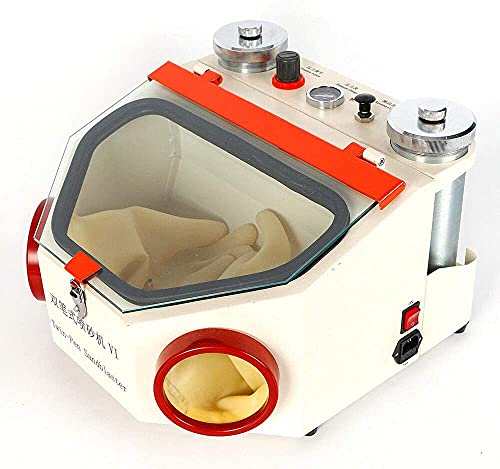 EustomA Twin Double Pen Fine Sandblaster Lab Equipment 50W Sand Blaster Unit with LED Lamp(Metal Bottles)