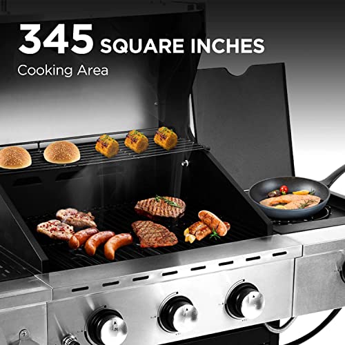 Endark Propane Gas Grill 3-Burner Gas Grill with Side Burner and Porcelain-Enameled Cast Iron Grates 33950BTU for Outdoor Cabinet Style Patio Garden BBQ, Camping