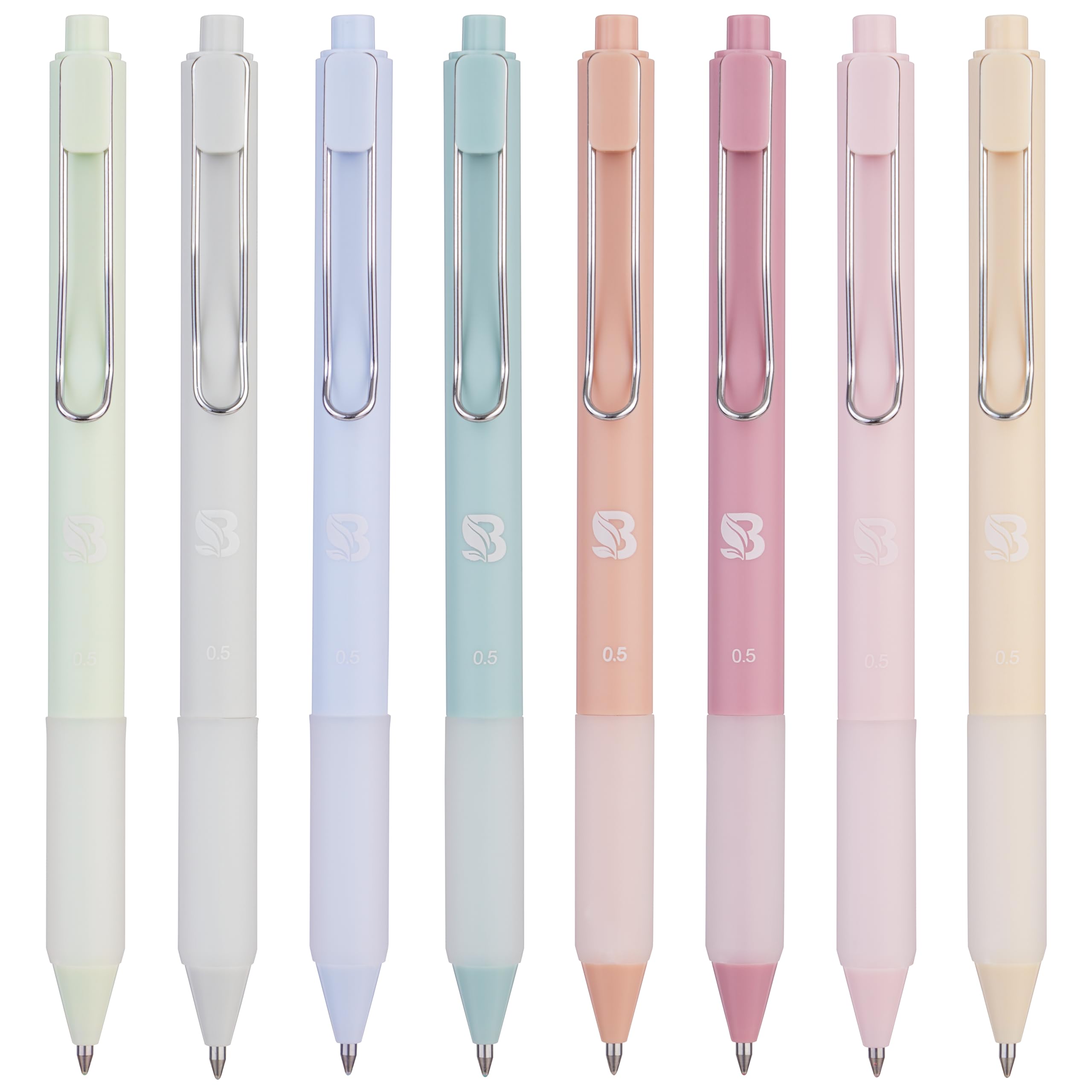 BLIEVE - Pastel Colored Gel Pens With Cool Matte Finish, Aesthetic and Cute Pens With Smooth Writing For Journaling And Bible Note Taking No Bleed Through, Cute School Supplies 8 Pack
