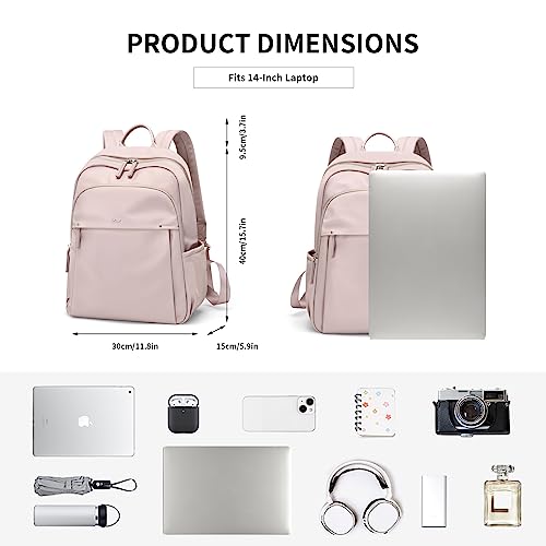 GOLF SUPAGS Laptop Backpack for Women Computer Bag Fits 14 Inch Notebook Travel College Work Backpack Purse (Pink)