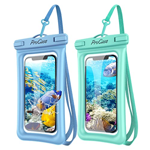 JOTO 2 Pack Floating Waterproof Phone Holder Pouch Bundle with 1 Universal Waterproof Pouch + 1 Floating Wrist Strap for Camera